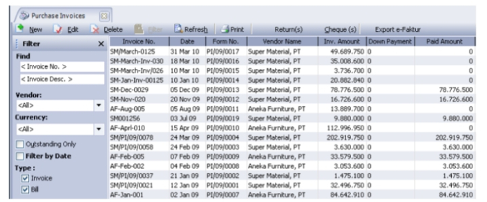 Melihat Daftar Faktur Pembelian [Purchase Invoice] pada Accurate 5 ...