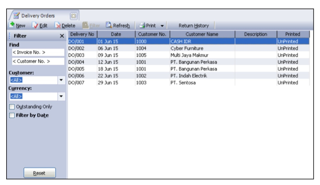 Melihat Daftar, Mengedit/Menghapus Pengiriman Pesanan (Delivery Order ...